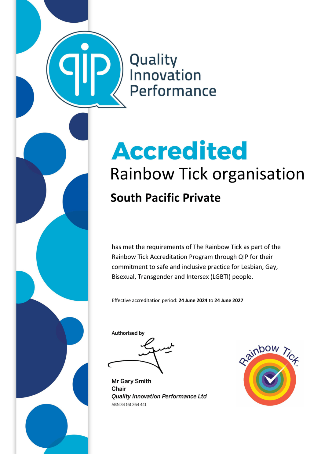 South Pacific Private achieves second Rainbow Tick Accreditation | South Pacific Private